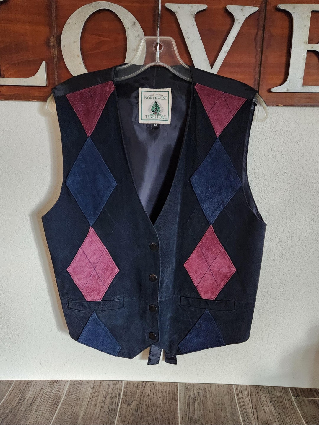 Vintage Suede Vest by Northwest Territory | Argyle Design Suede Vest ...