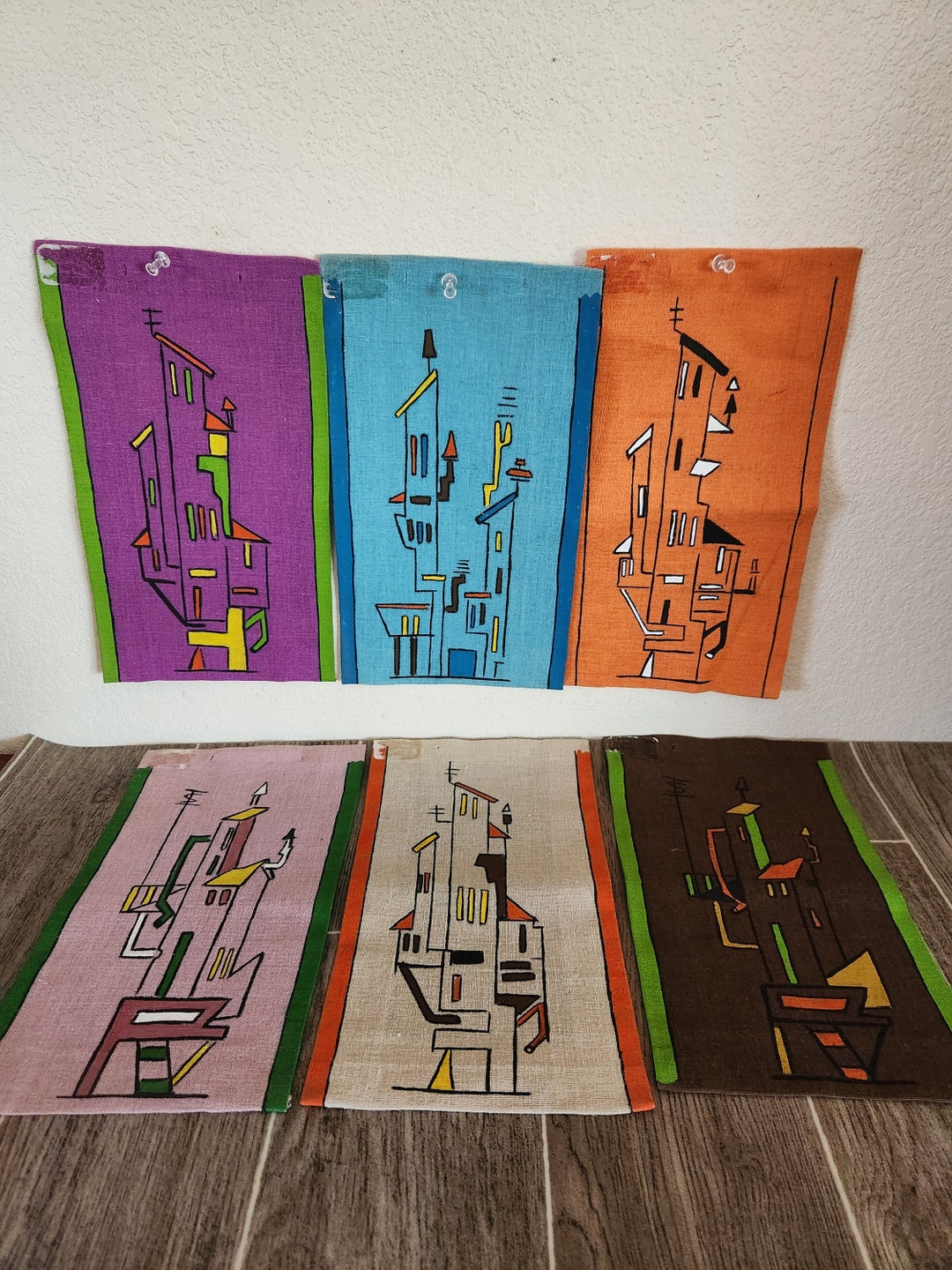 Vintage MCM Linen Sample Panels | Set of 6 - Etsy