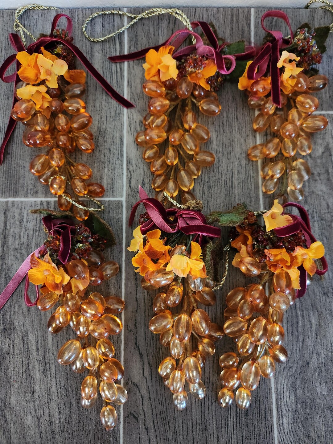 Vintage Acrylic Grape Clusters With Ribbons and Flowers | Table Decor ...