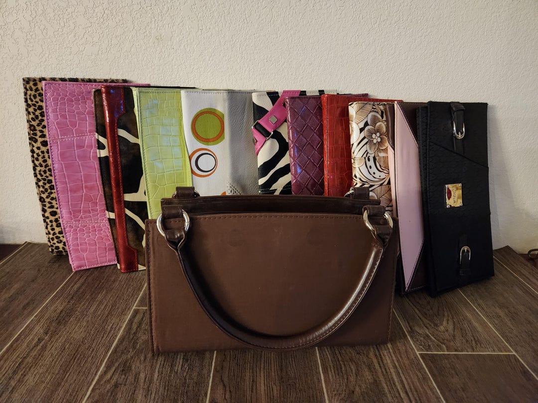 Vintage Miche Handbag and Covers | Brown Miche Bag With 11 Printed ...