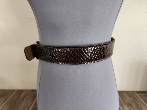 Vintage Leather Snake Texture Belt | Reptile Look Bro… - Gem