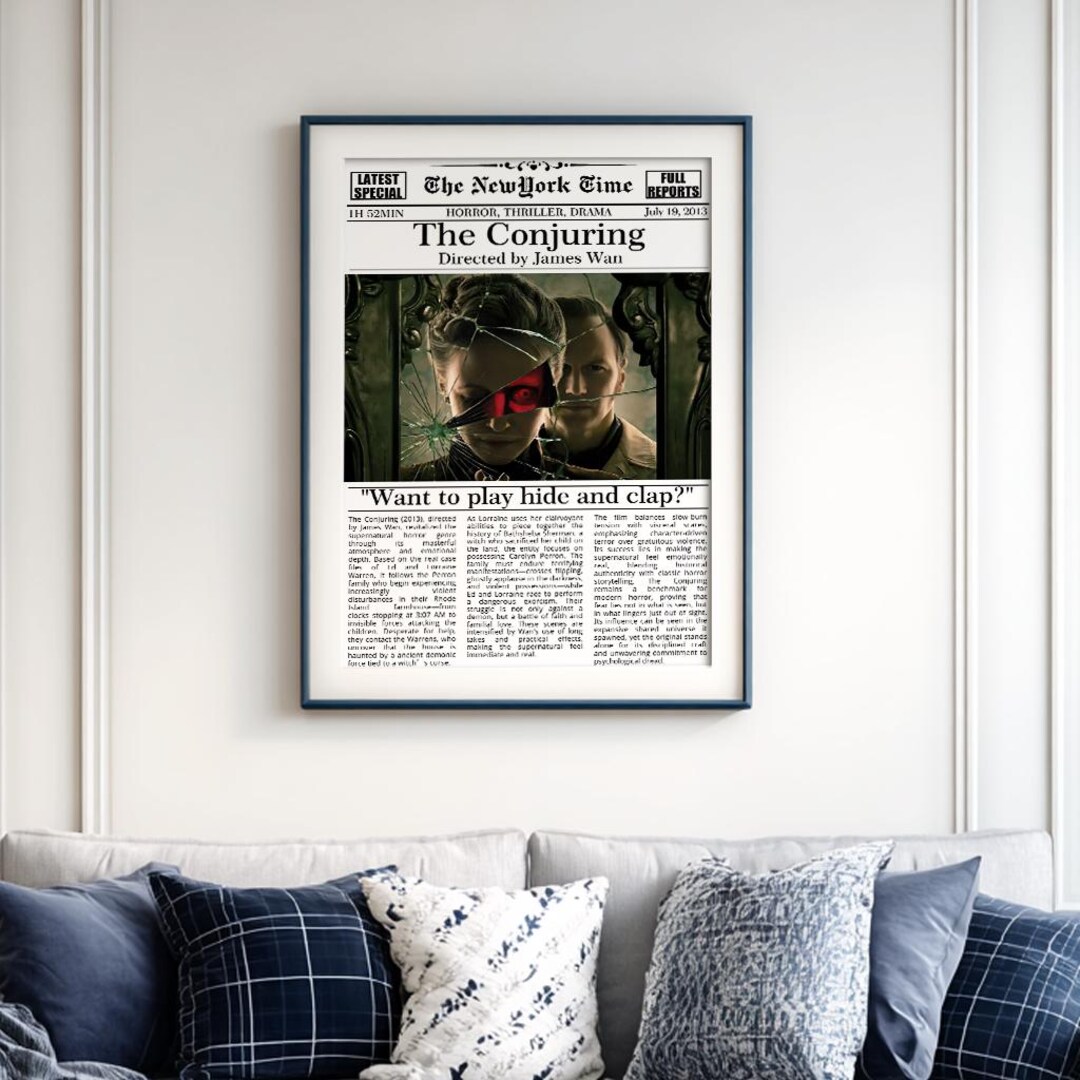 The Conjuring Poster, James Wan, Movie Poster, Retro Newspaper, Black ...