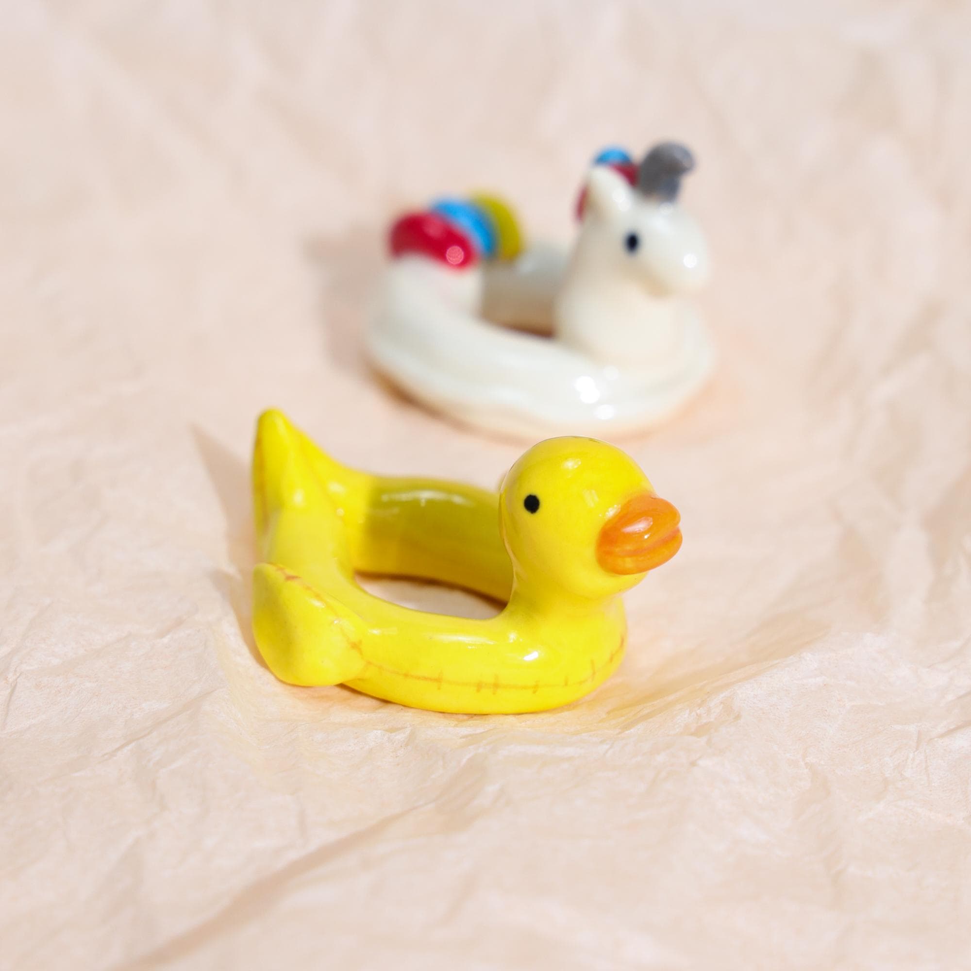 Mini Ceramic Duck & Unicorn Ring Holder – Float Dino Pool Floatie ...