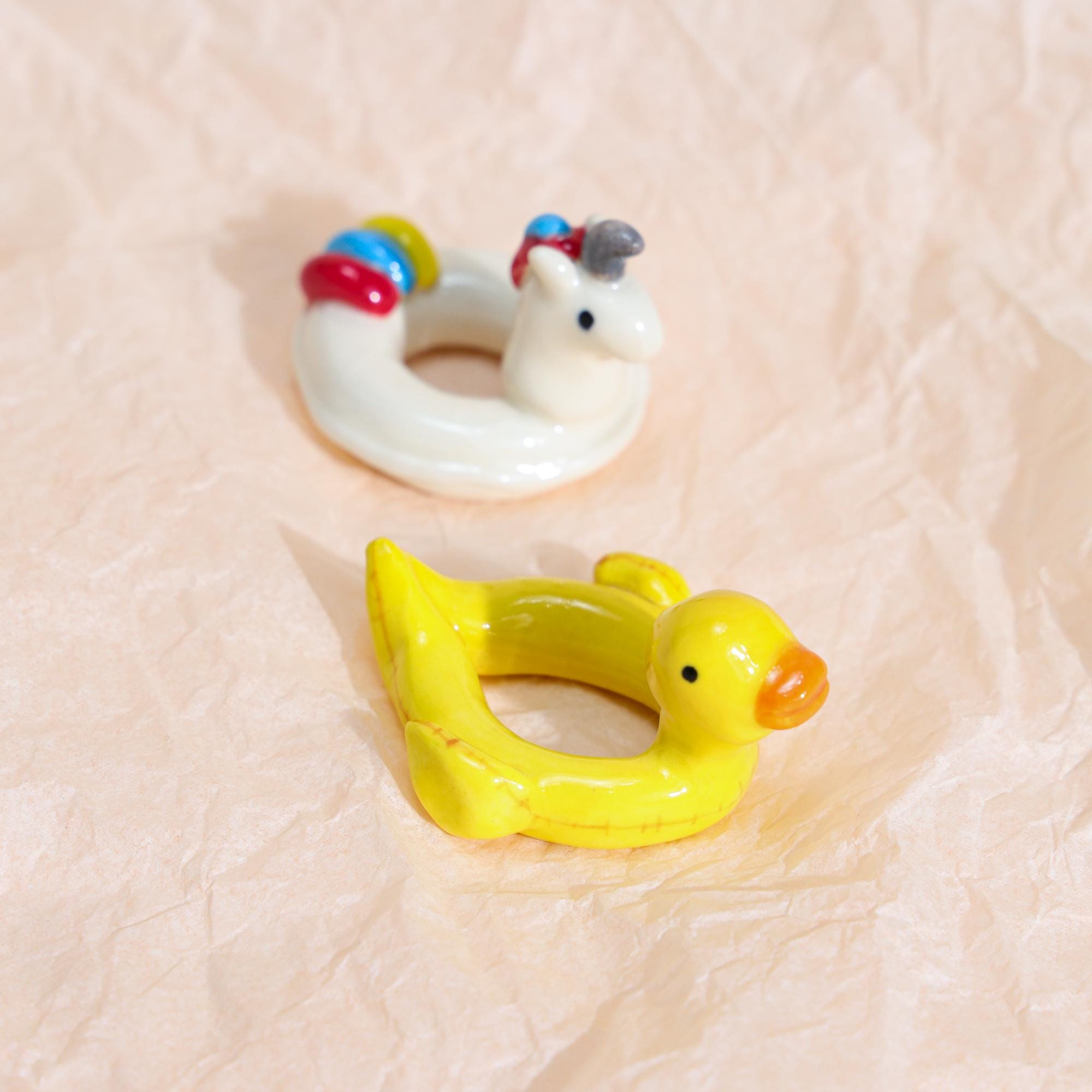 Mini Ceramic Duck & Unicorn Ring Holder – Float Dino Pool Floatie ...