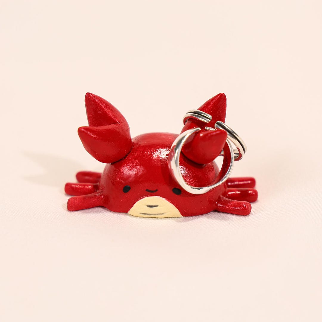 Red Crab Ring Holder Ceramic Nautical Jewelry Stand Handmade Crustacean ...