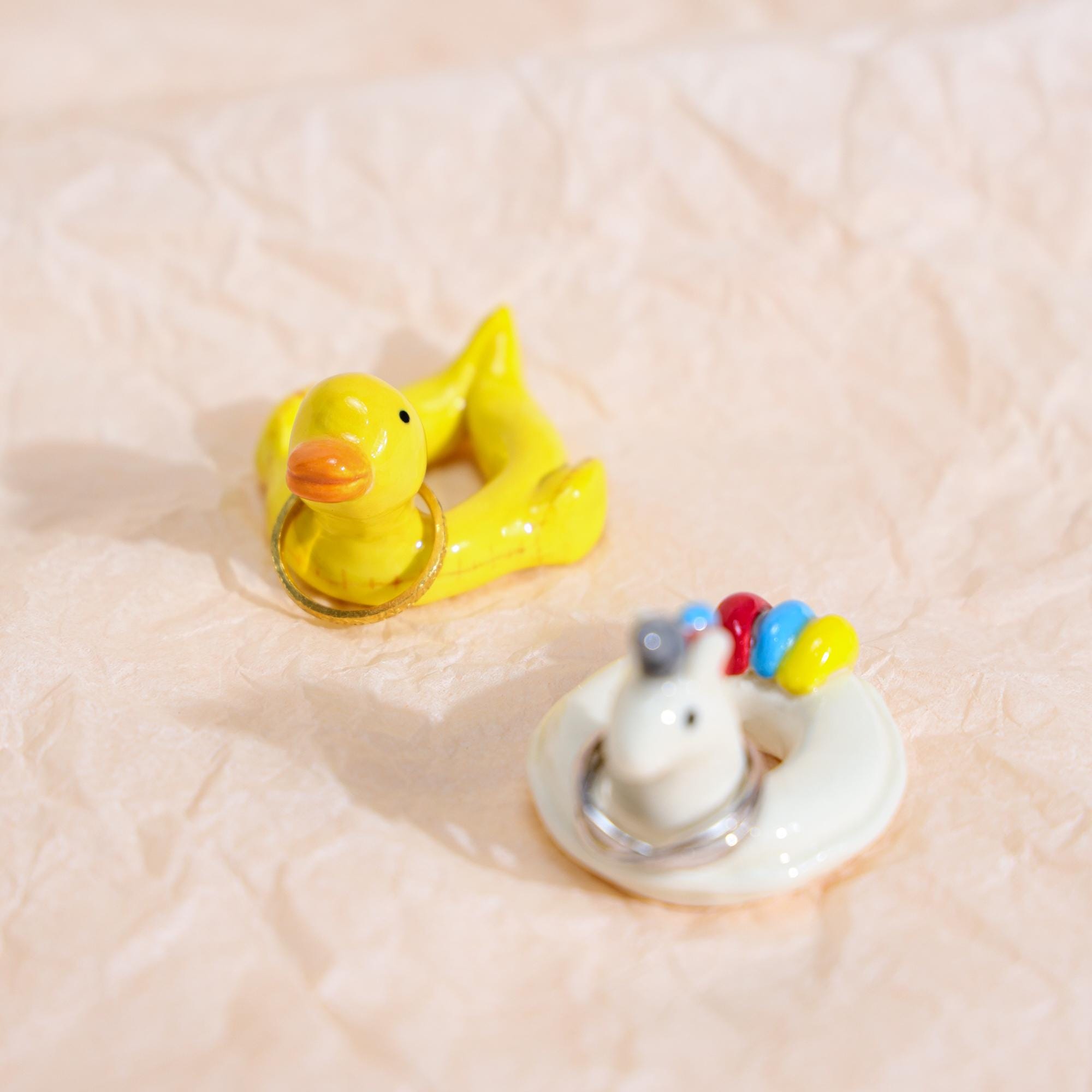 Mini Ceramic Duck & Unicorn Ring Holder – Float Dino Pool Floatie ...