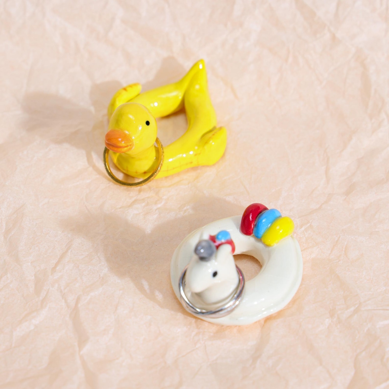Mini Ceramic Duck & Unicorn Ring Holder – Float Dino Pool Floatie ...