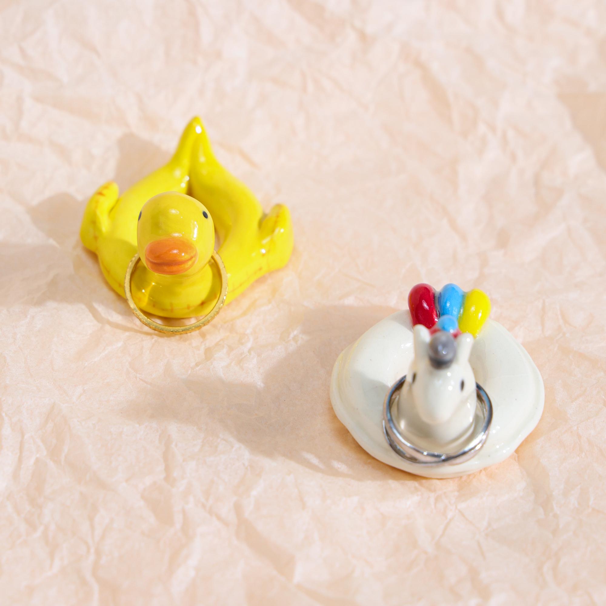 Mini Ceramic Duck & Unicorn Ring Holder – Float Dino Pool Floatie ...