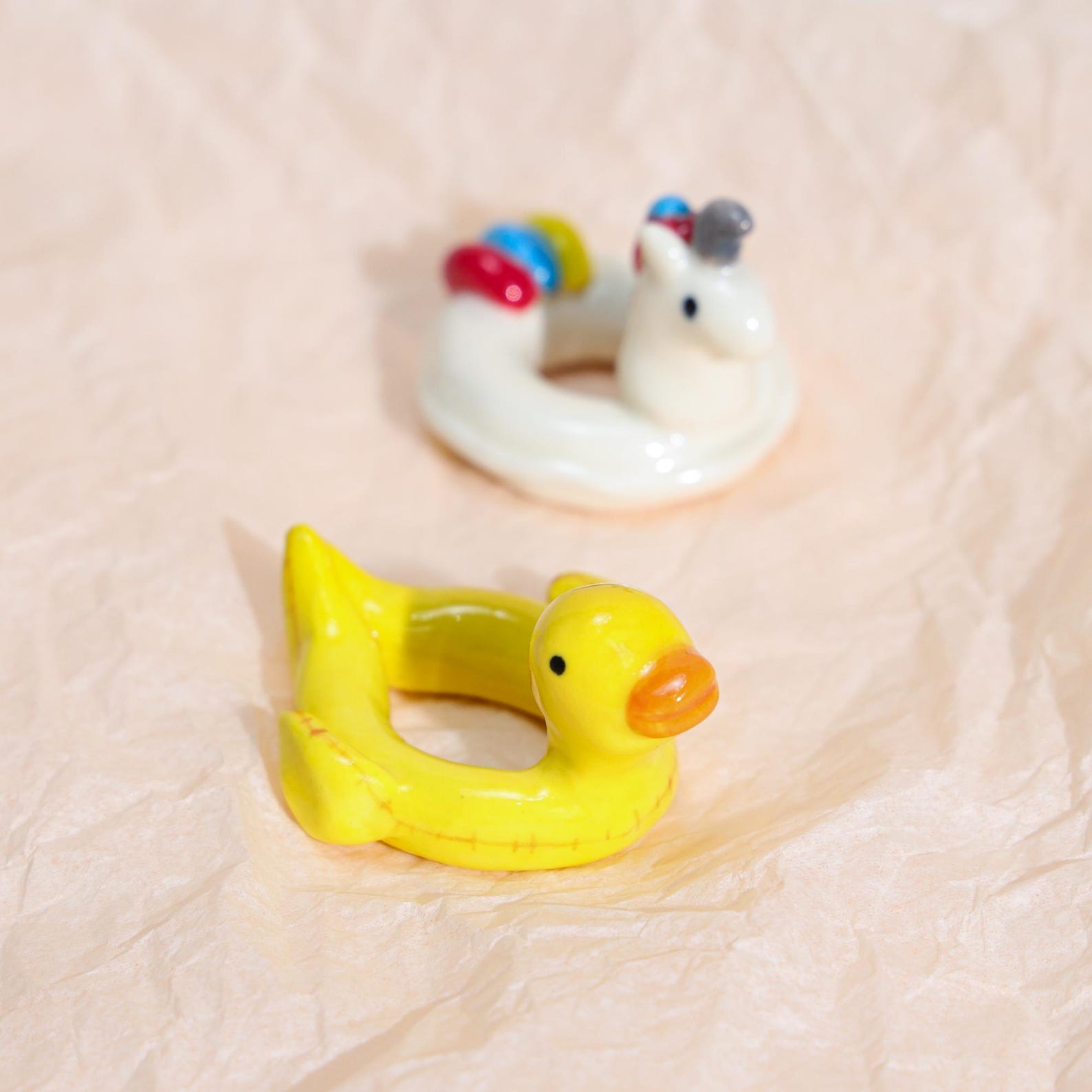Mini Ceramic Duck & Unicorn Ring Holder – Float Dino Pool Floatie ...