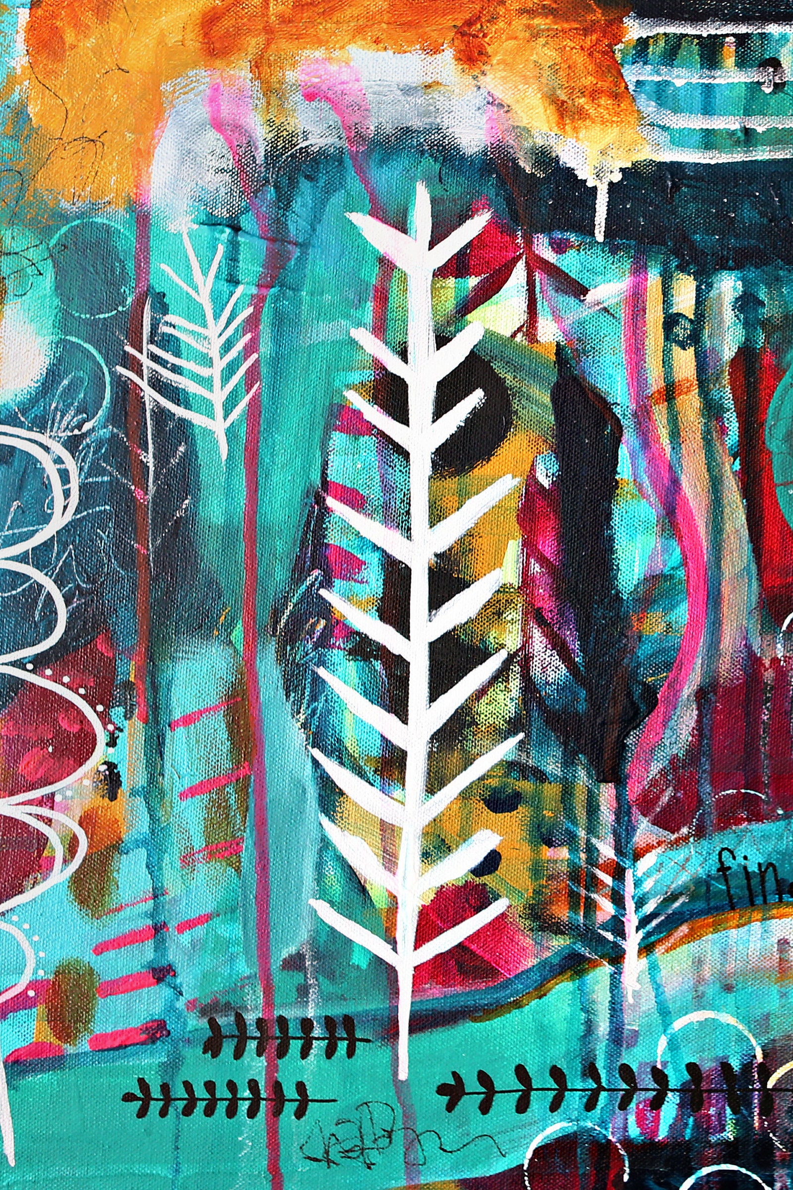 Mixed Media Art Print on Paper, Botanical Art Print, Abstract, Collage ...