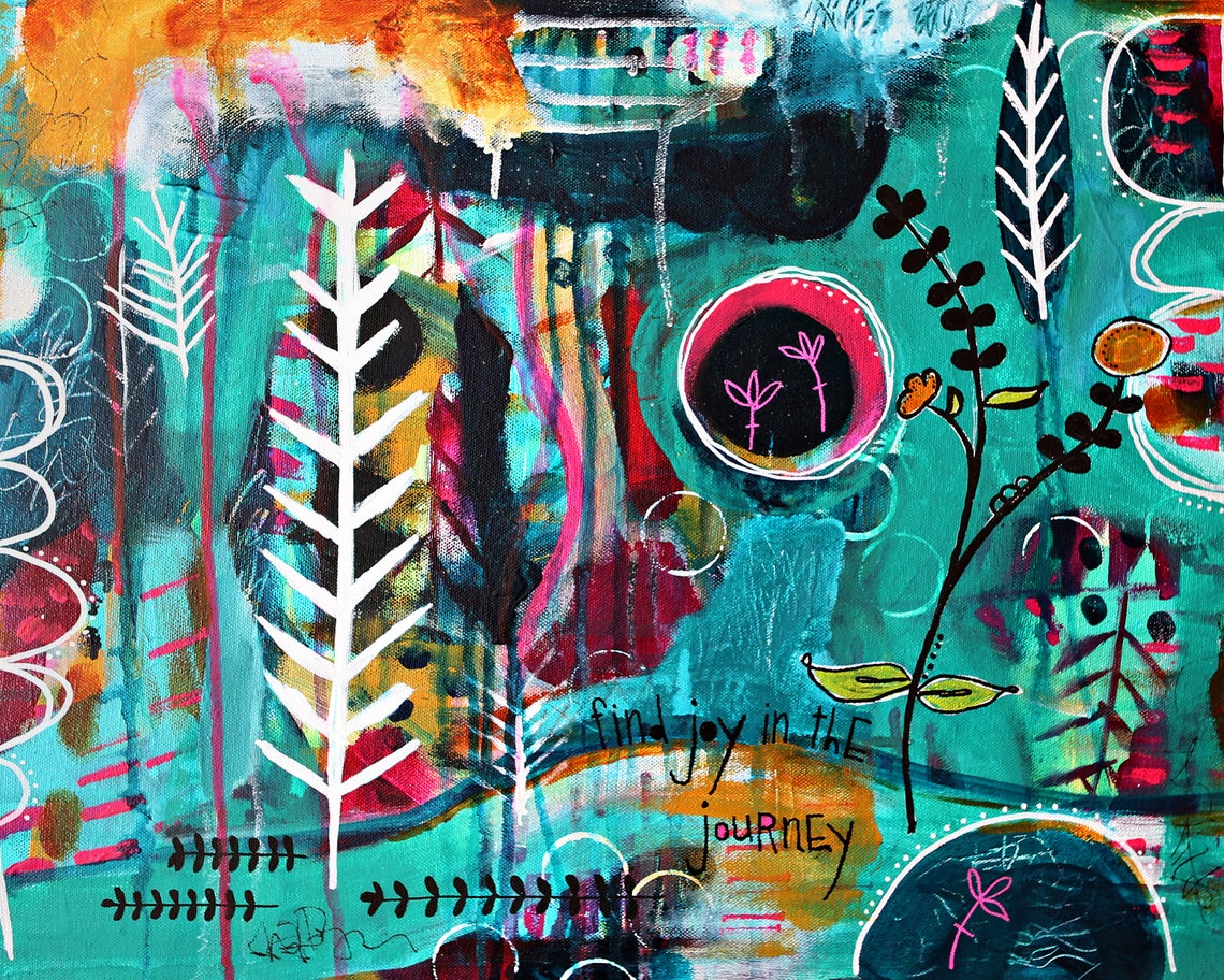 Mixed Media Art Print on Paper, Botanical Art Print, Abstract, Collage ...