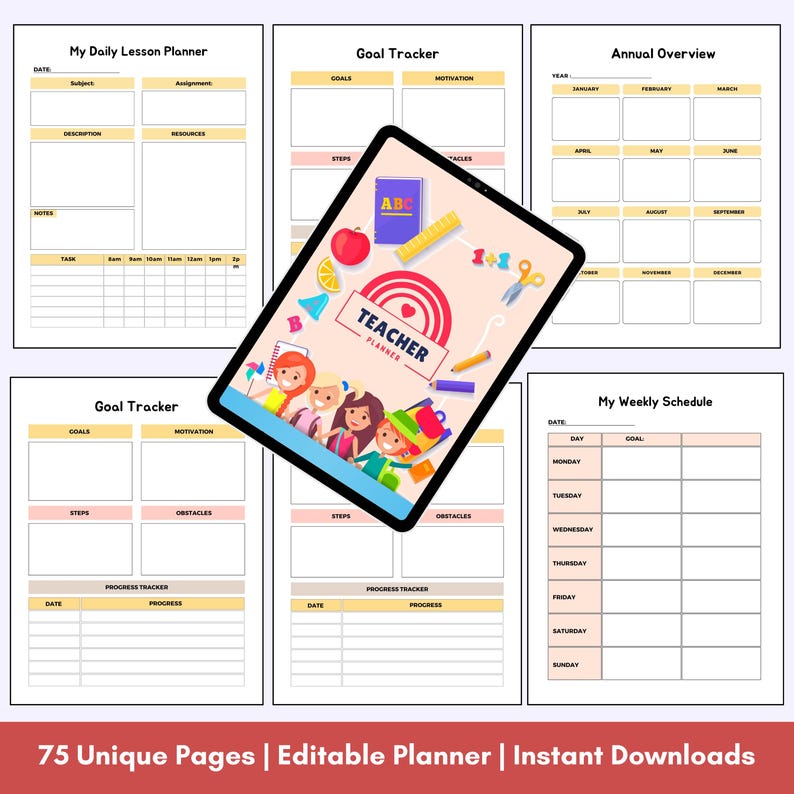 Editable 2025 Teacher Planner, Back to School Teacher Template ...