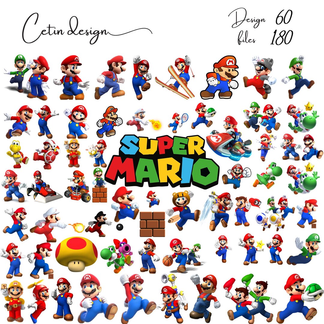 Mario Cartoon and Game Charackters SVG/ PNG / PDF / Shirt / Cupa ...