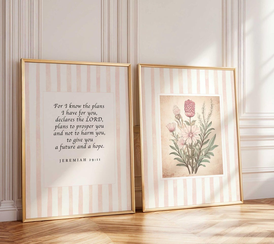 Christian Wall Art Set - Jeremiah 29:11 Printable Bible Verse & Vintage ...