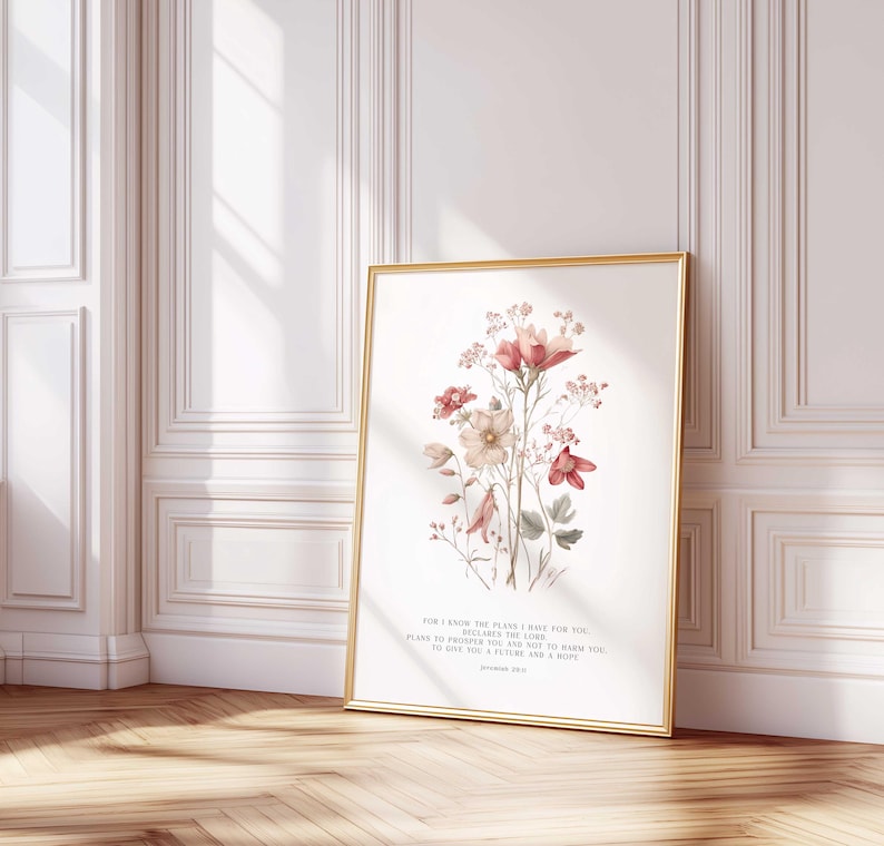 Jeremiah 29:11 Scripture Wall Art Print, Christian Bible Verse Poster ...