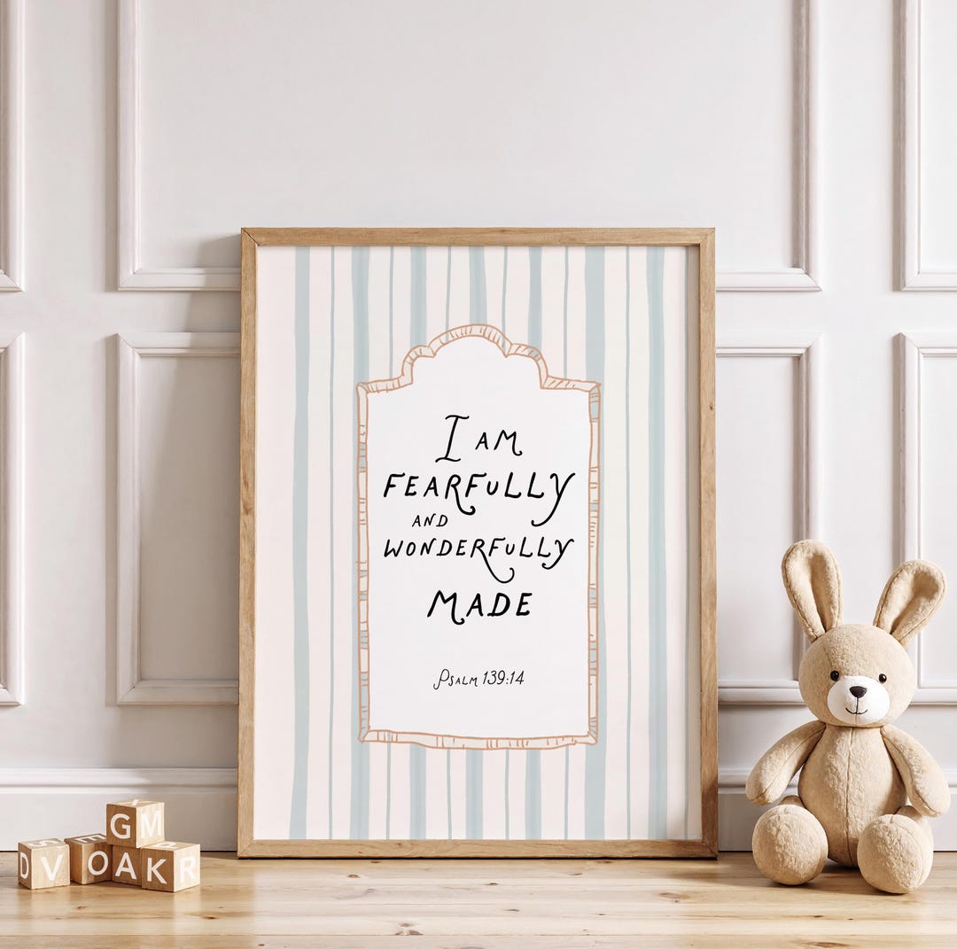 Fearfully and Wonderfully Made Print: Christian Boy Nursery Bible Verse ...