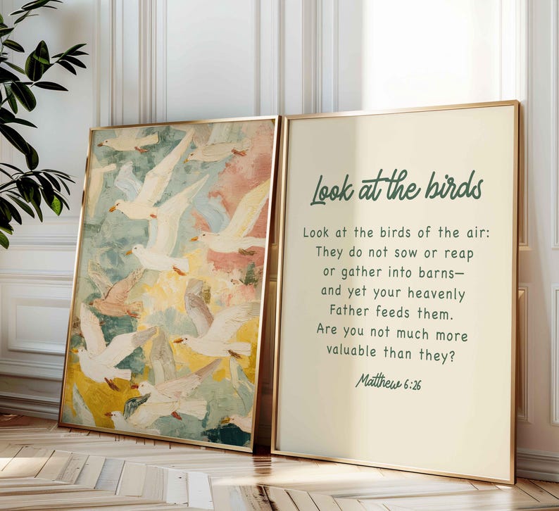 Look at the Birds Bible Verse Print, Matthew 6:26 Scripture Print ...