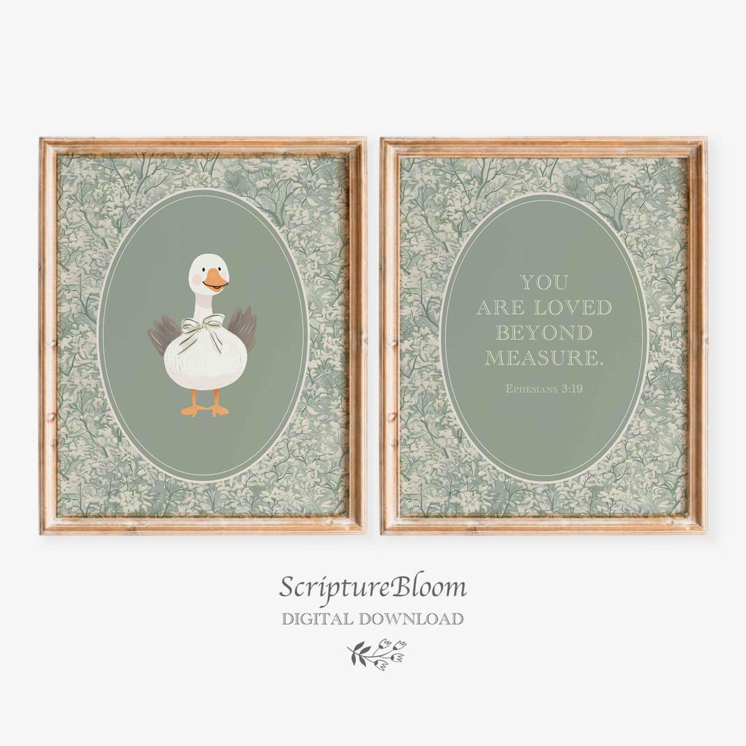 Duck Nursery Wall Art Set, Bible Verse Printable, Ephesians 3:19 ...