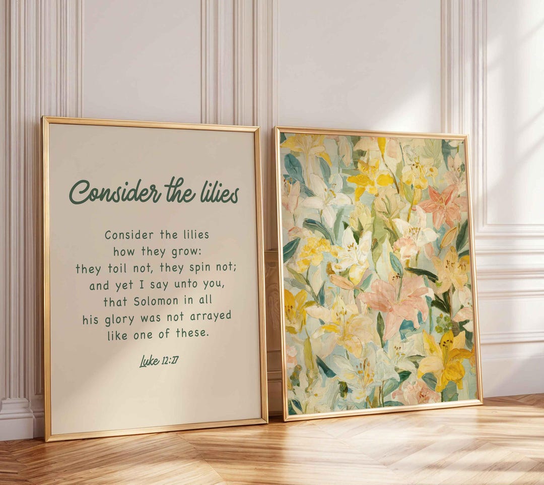Consider the Lilies Bible Verse Print: Abstract Lily Oil Painting (luke ...