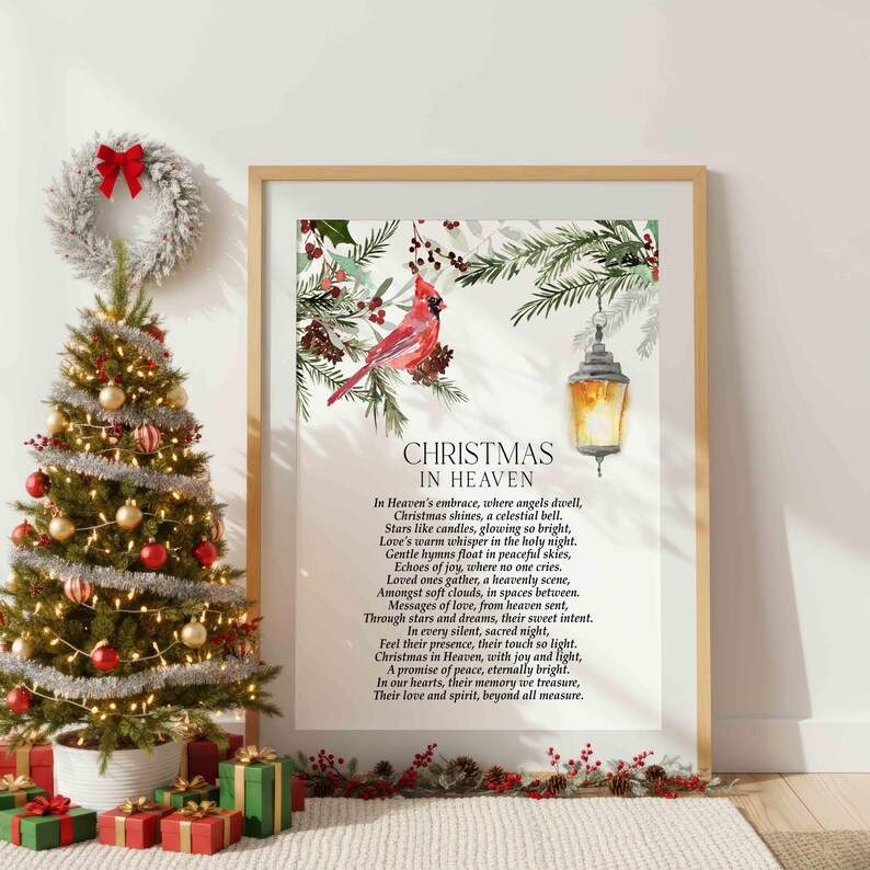 Christmas in Heaven Poem: Memorial Holiday Wall Art With Lantern ...