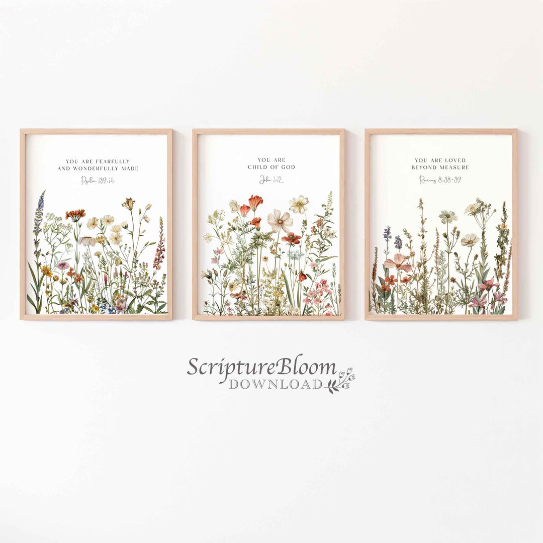 Wildflowers Nursery Art, Bible Verse Art, Christian Art Print, Floral ...