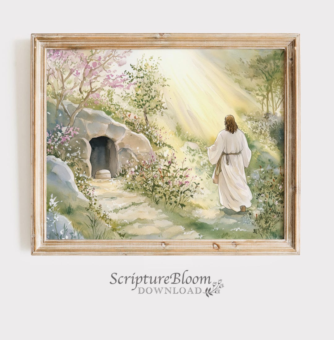 Jesus Risen Art Print, Resurrection Wall Art, Christian Easter Decor ...