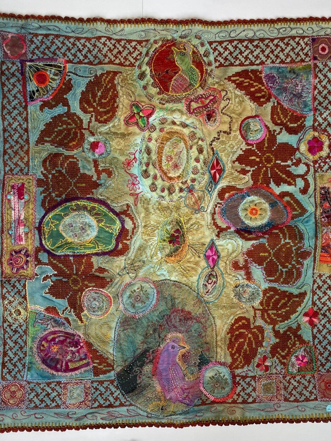 Handstitched Textile Art: "birds in the Windows” Tapestry by Daria ...