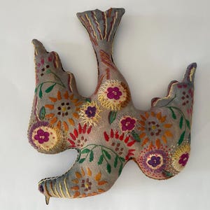 Handstitched Wall Hanging Sculpture Textile Art Bird by Daria Sikora ,A ...