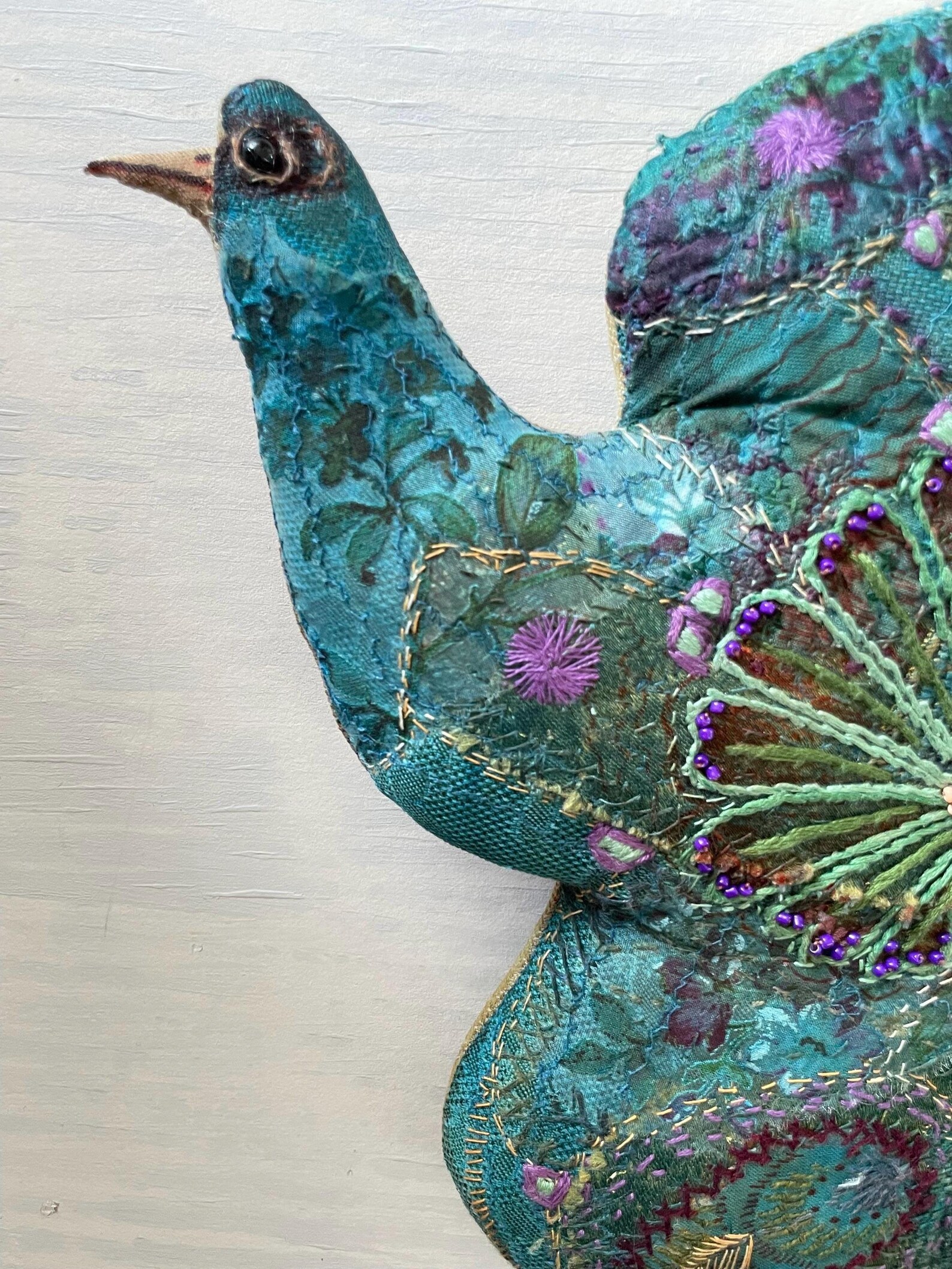 Hand-embroidered Bird Wall Sculpture, Textile Art by Daria Sikora - Etsy