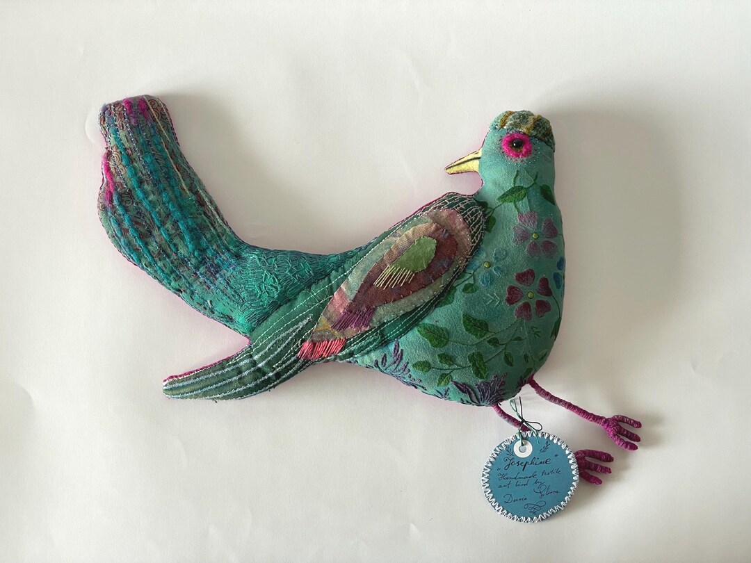 Handstitched Wall Hanging Sculpture Textile Art Bird by Daria Sikora ,A ...