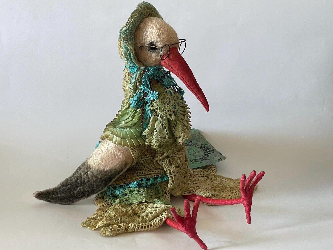 Matilda Stork - Textile Art Bird Hand Made Artistic Bird, Personaalized ...