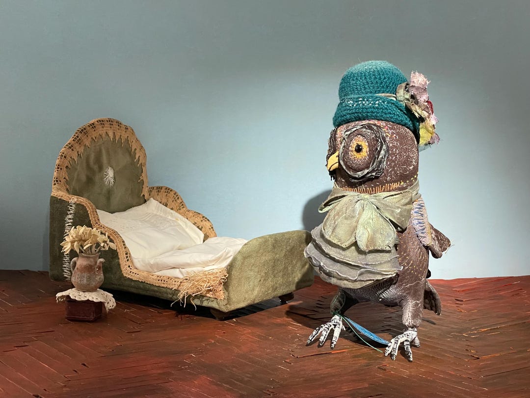 Luna - Handmade Textile Art Owl by DARIA SIKORA, Bird Doll, Bird Decor ...