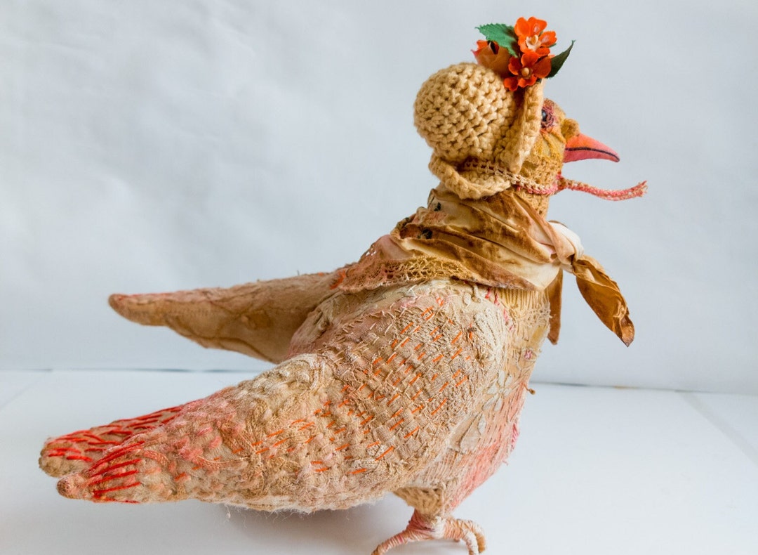 Aria Textile Art Bird Hand Made Artistic Bird, Personaalized Bird Doll ...