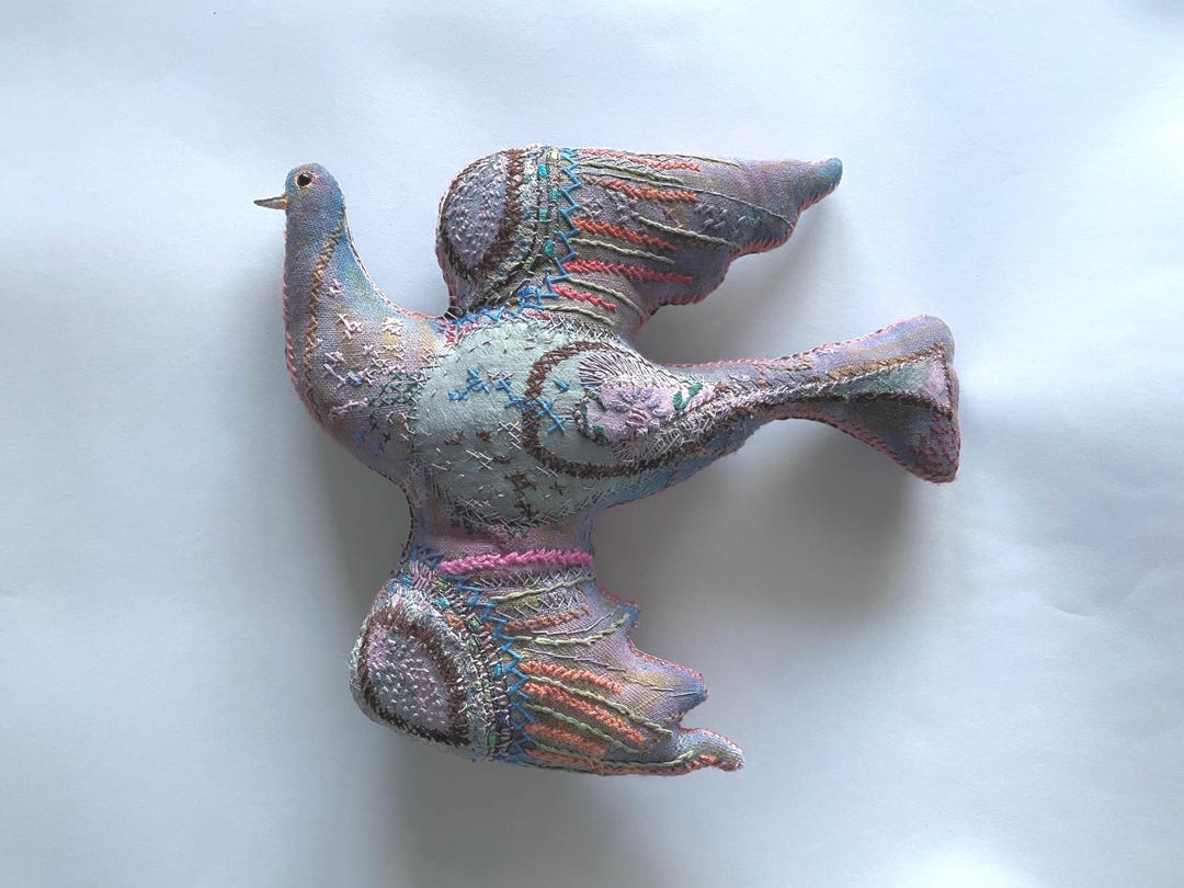 Handstitched Wall Hanging Sculpture Textile Art Bird by Daria Sikora ,A ...