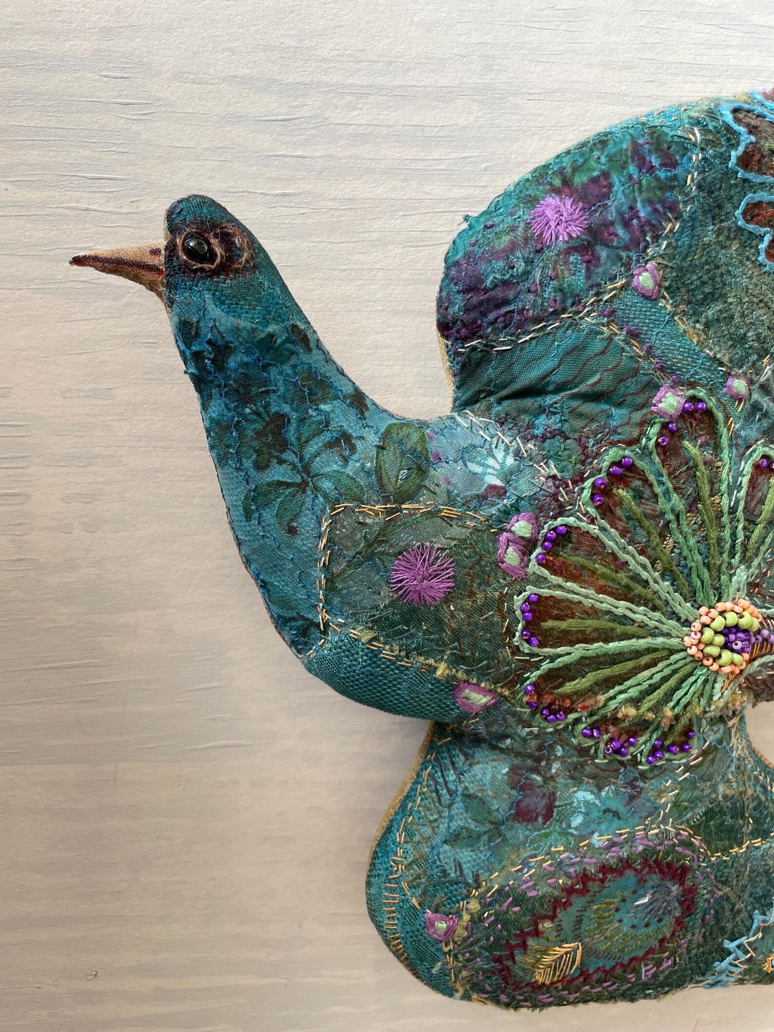 Hand-embroidered Bird Wall Sculpture, Textile Art by Daria Sikora - Etsy