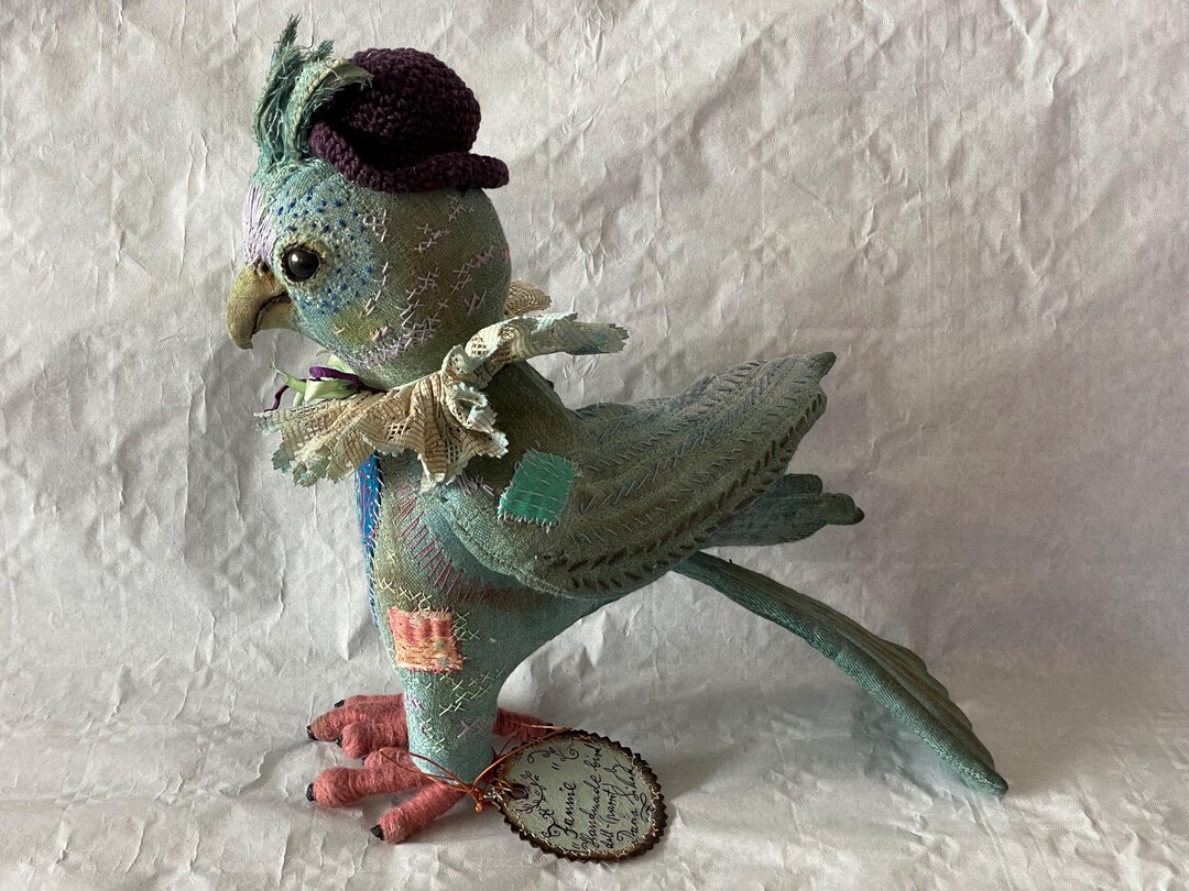 Fannie Textile Art Parrot Hand Made Artistic Bird, Personaalized Bird ...