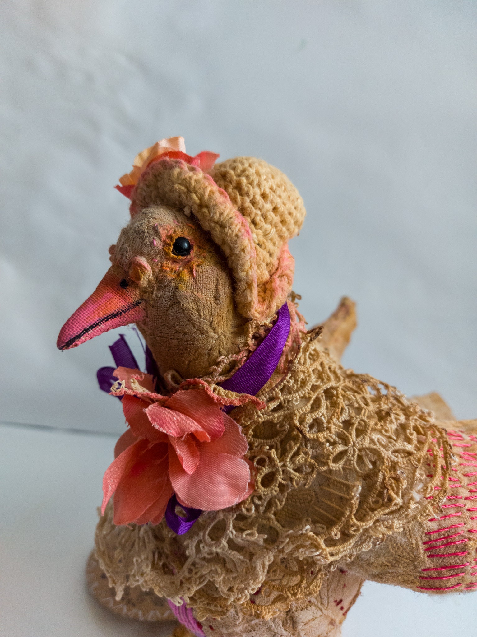 Linda Textile Art Bird Hand Made Artistic Bird, Personaalized Bird Doll ...