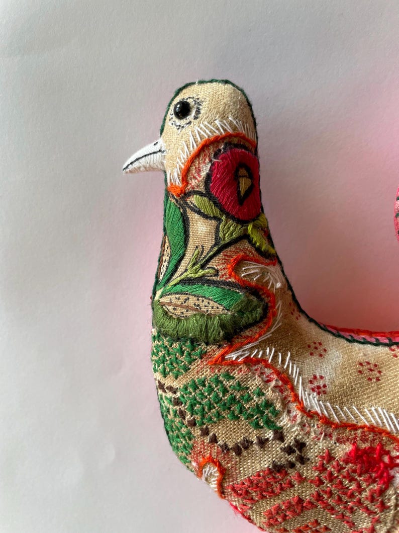 Hand-embroidered Bird Wall Sculpture, Textile Art by Daria Sikora - Etsy