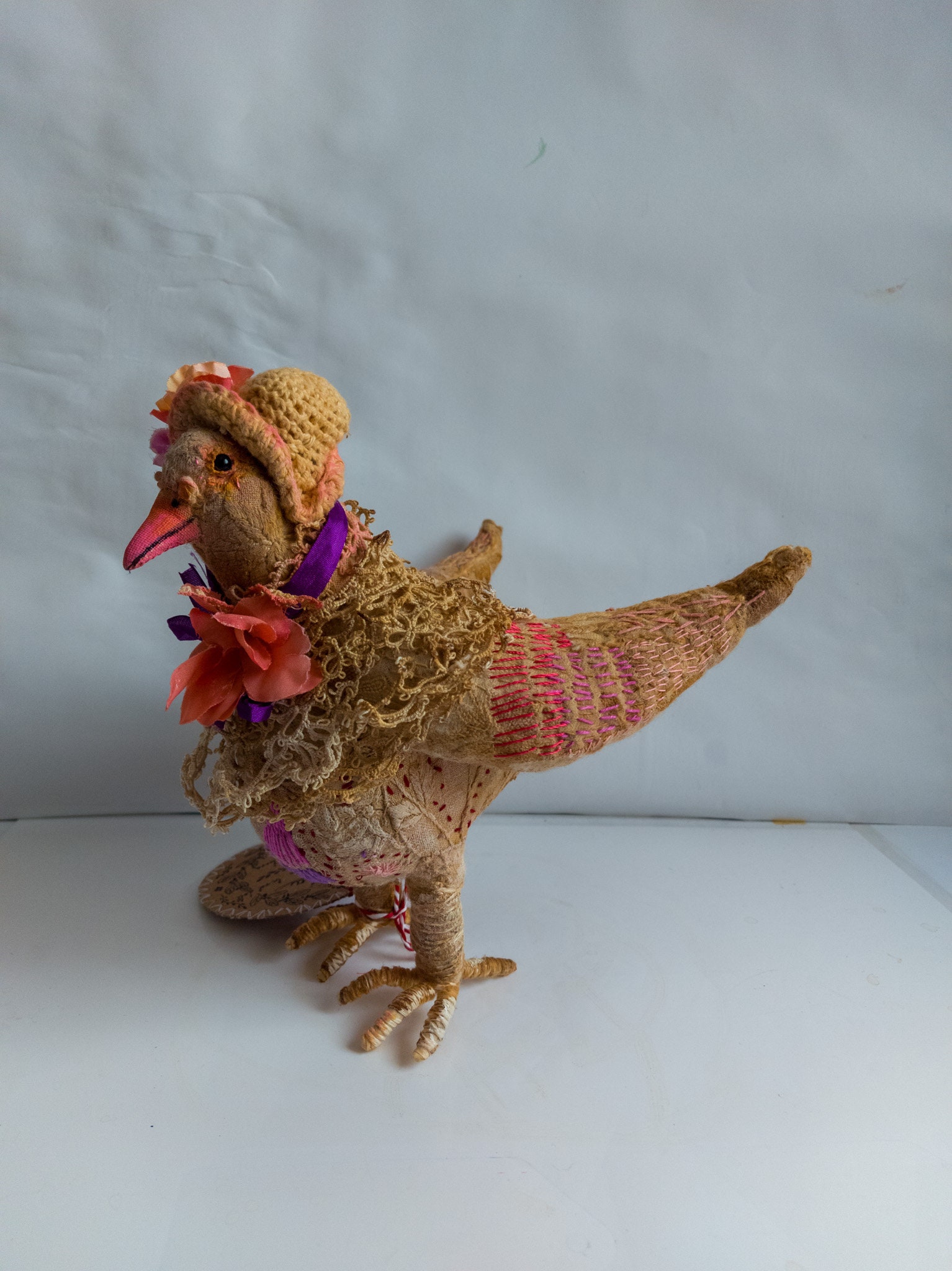 Linda Textile Art Bird Hand Made Artistic Bird, Personaalized Bird Doll ...
