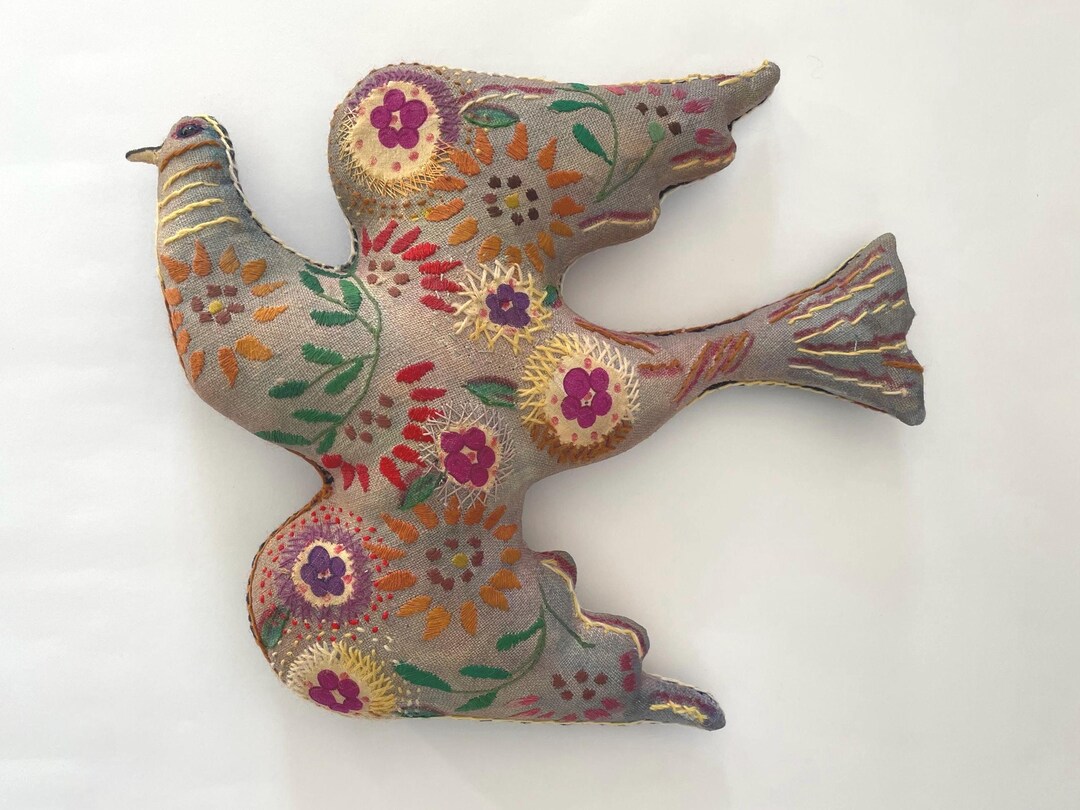 Handstitched Wall Hanging Sculpture Textile Art Bird by Daria Sikora ,A ...