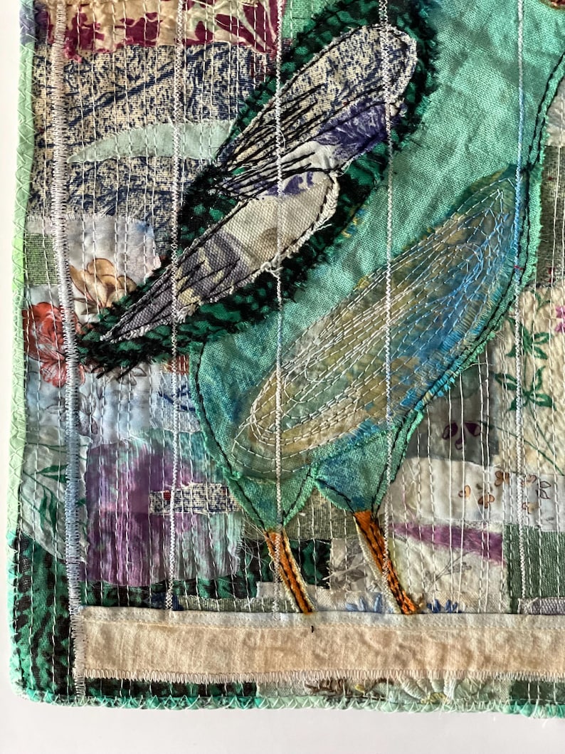 Handstitched Bird Tapestry: Textile Art Embroidery, Home Decor - Etsy ...