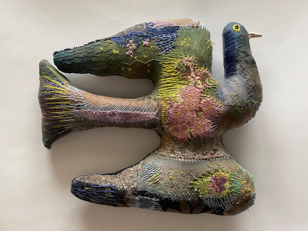 Handstitched Wall Hanging Sculpture Textile Art Bird by Daria Sikora ,A ...