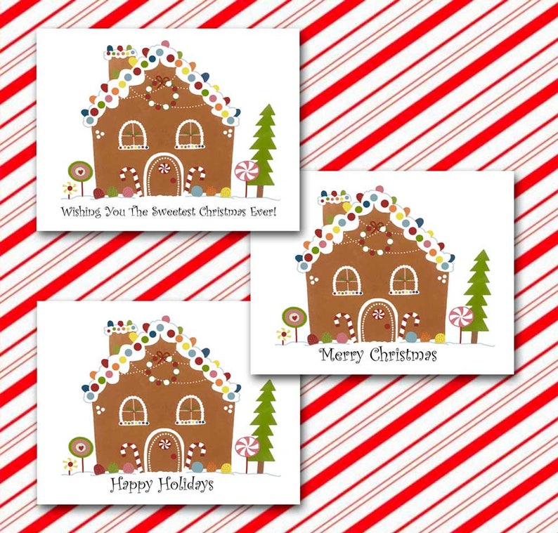 Gingerbread Christmas Cards Gingerbread House Gumdrops and - Etsy