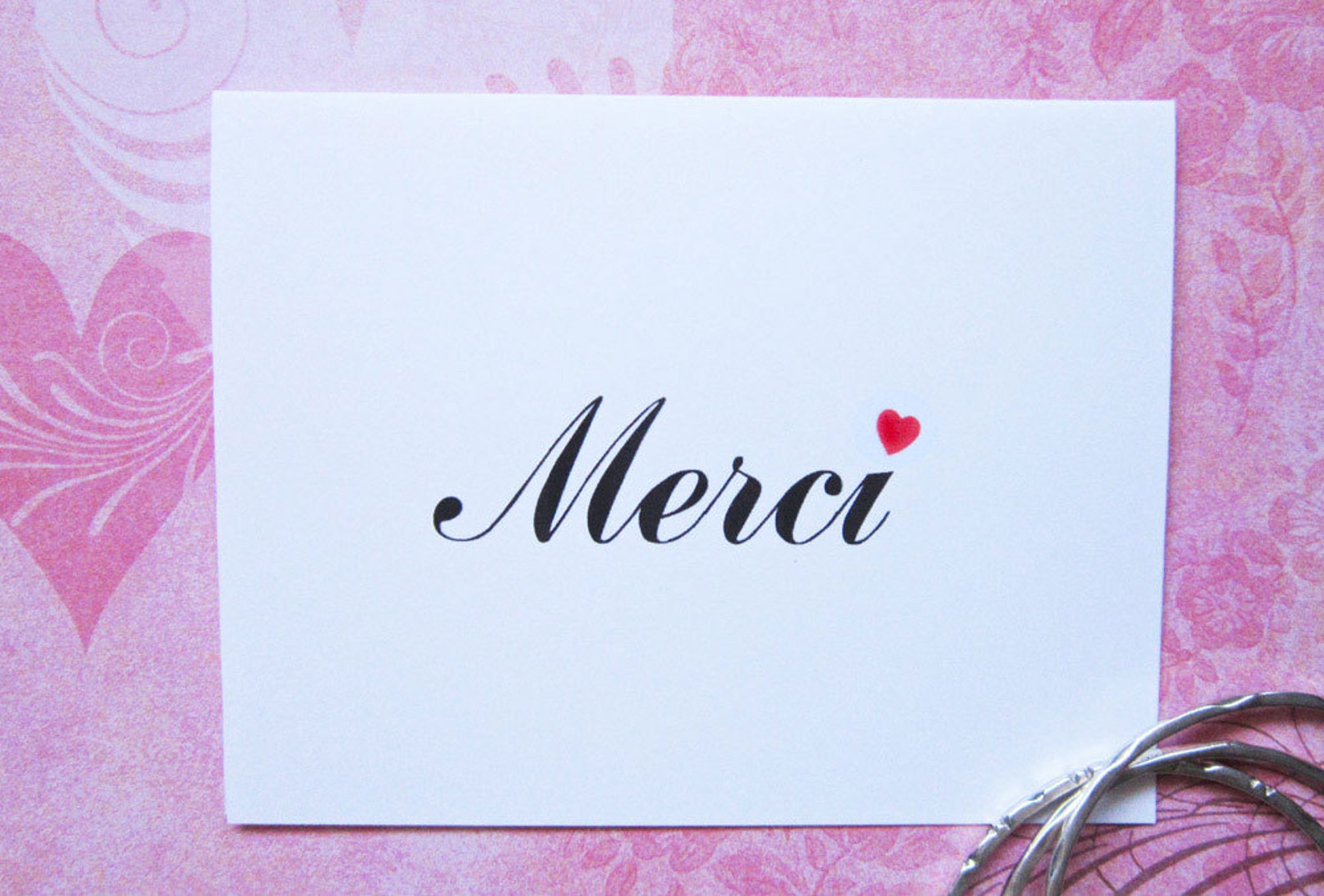 Merci French Thank You Note Cards With Love or Beret Thank - Etsy