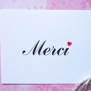 Merci, French Thank You Note Cards With Love or Beret, Thank You in ...