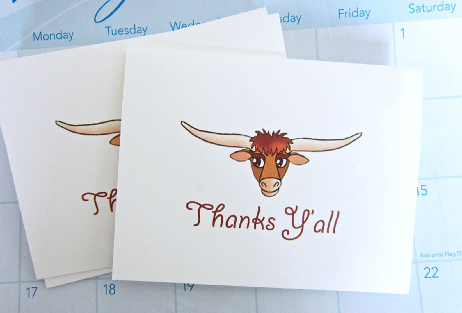 Thanks Yall Note Cards Texas Longhorn Cattle Thank You - Etsy