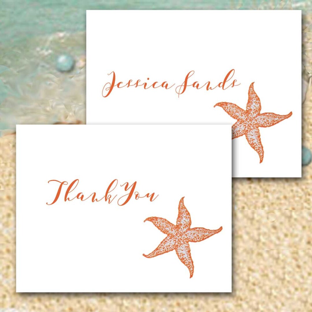 Starfish Note Cards: Personalized Beach Wedding Thank You Set - Etsy
