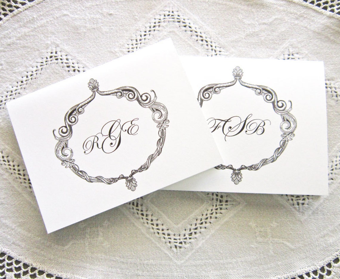Custom Monogram Note Cards in Ornate Victorian Frame - Etsy