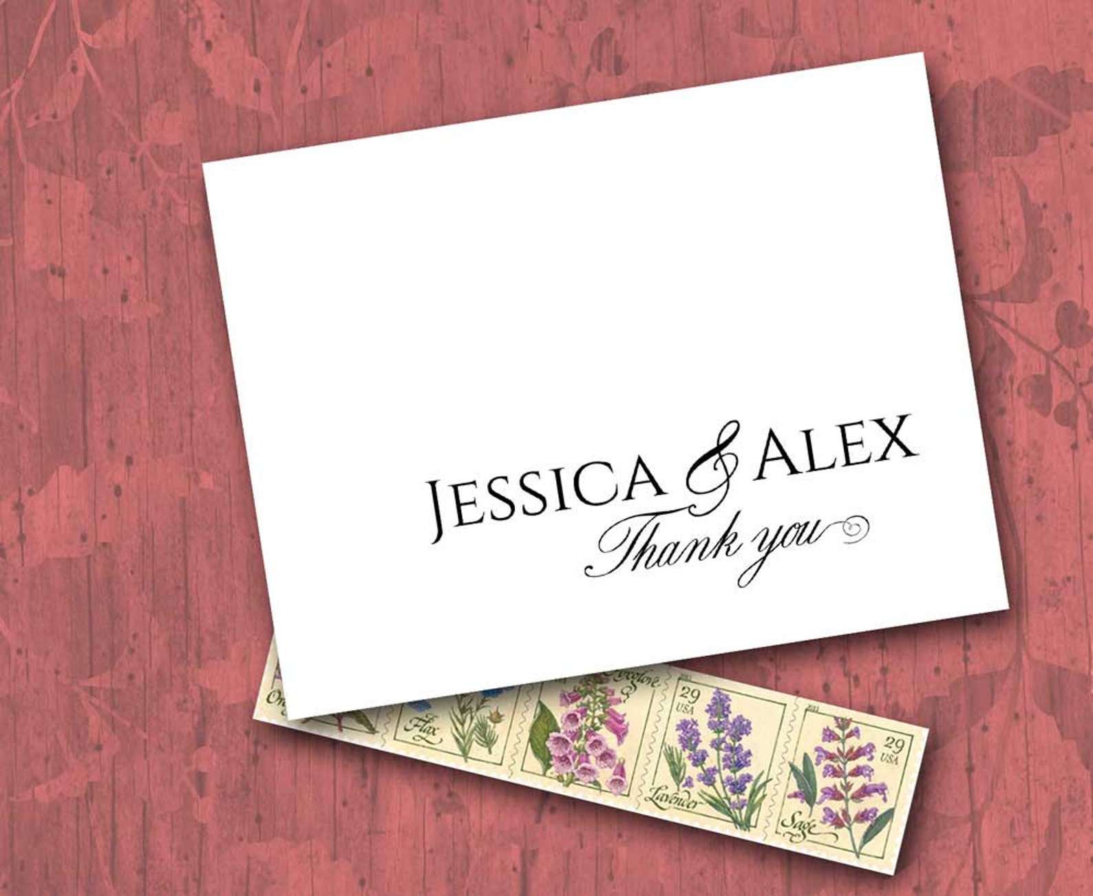 Couple Monogram Thank You Cards Custom Names Personalized | Etsy