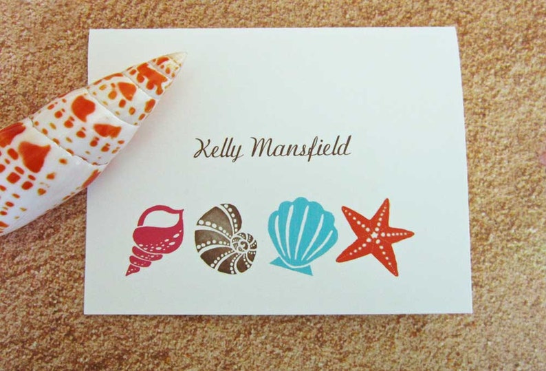 Shell Note Cards Personalized Beach Note Cards - Etsy